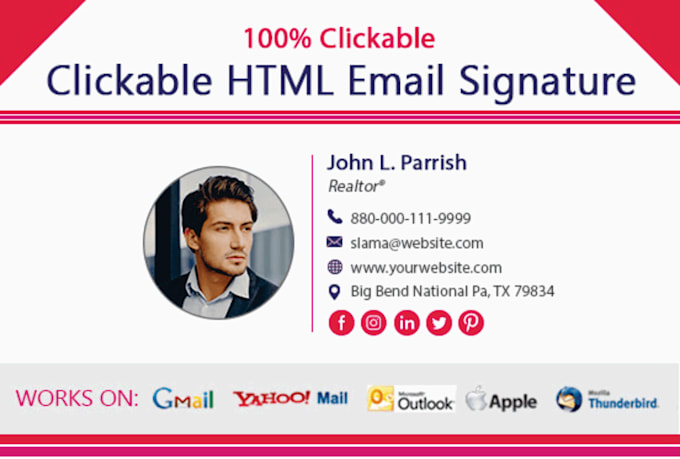 Create html email signature mail signature outlook signature by Iaminovative | Fiverr