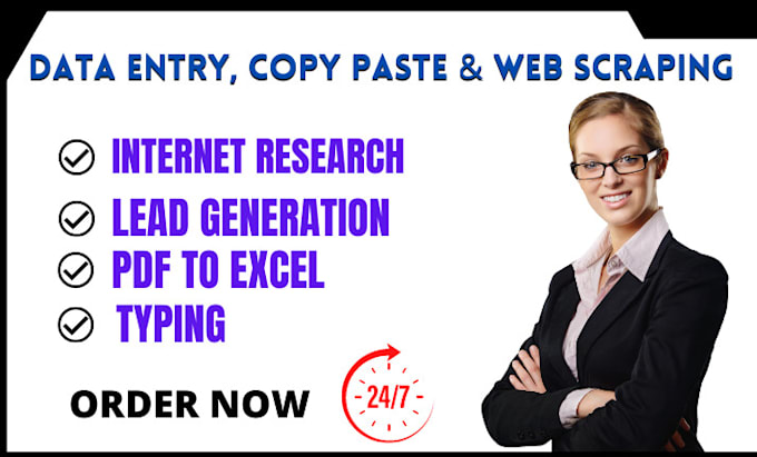 Do data entry, copy paste, web scraping and pdf to excel job by Fatimadataentry | Fiverr