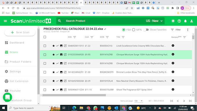 Scan product cost sheet with scan unlimited for uk, de, es, usa, it, fr ...