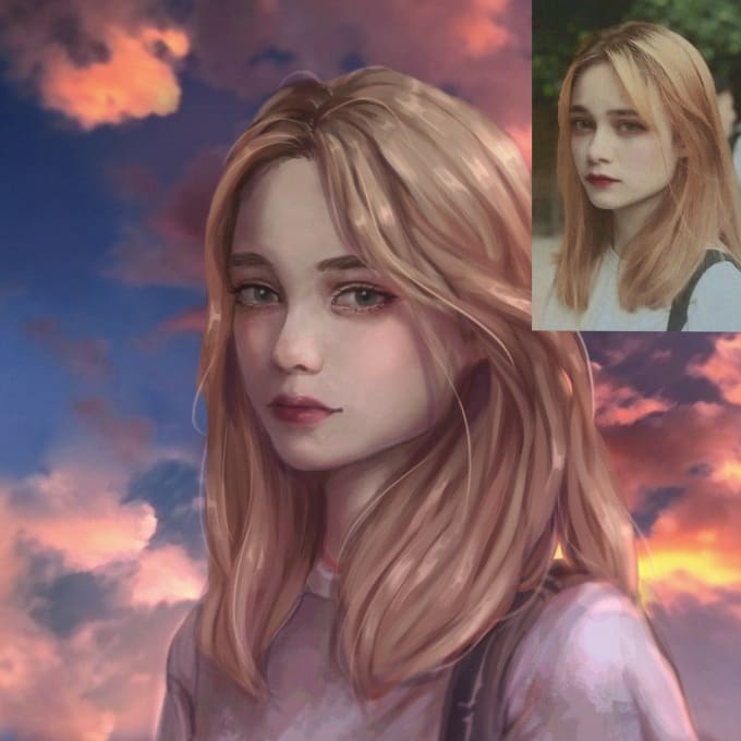 Draw semi realistic cartoon portrait from photo by Akitami | Fiverr