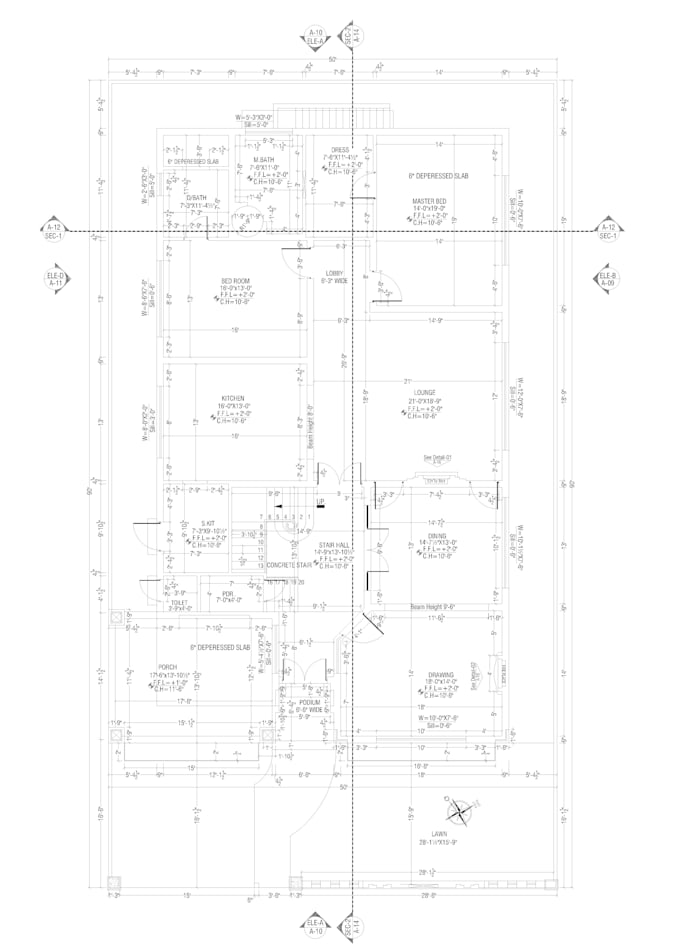 Draw best architectural floor plan elevation and section by ...