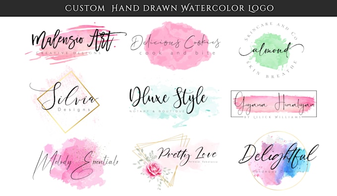 Create custom hand drawn watercolor logo with brand assets by ...