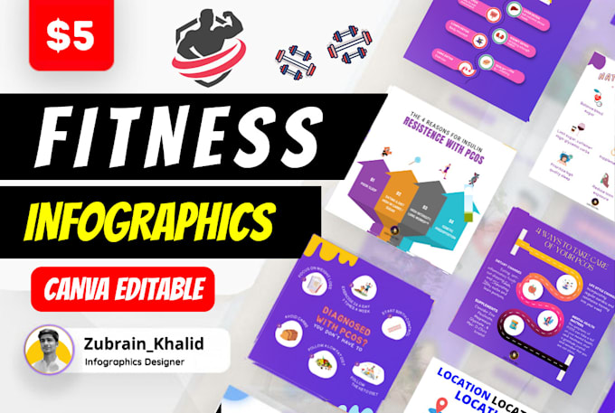 Provide 100 health fitness tips infographics for instagram by Zebrain ...