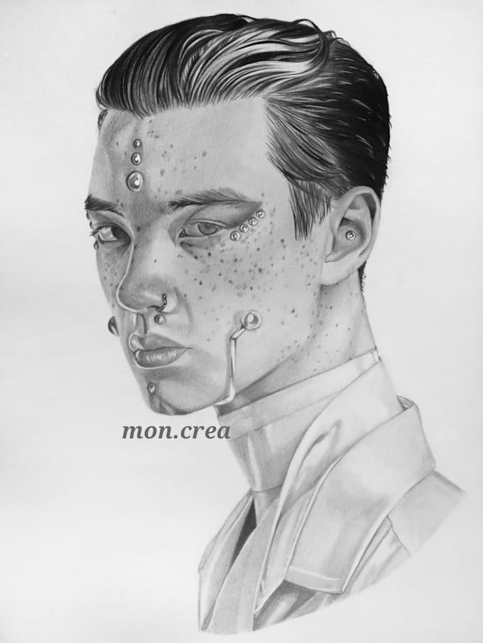 Draw high quality realistic pencil portraits by Mon_crea | Fiverr