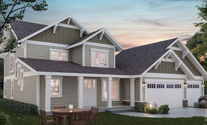 Render and design exterior interior of house fast by The_architects1 ...