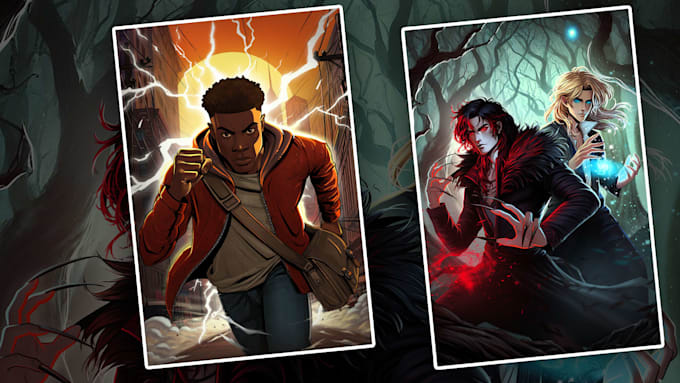 Create a fantasy book cover or character illustration by Hephaestusart ...
