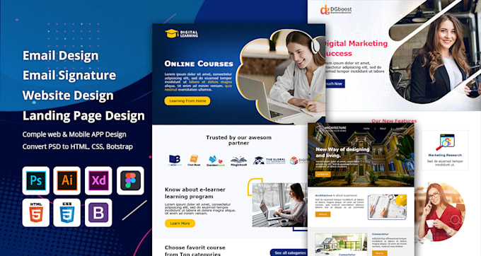 Design email, newsletter, signature, responsive html css bootstrap by ...