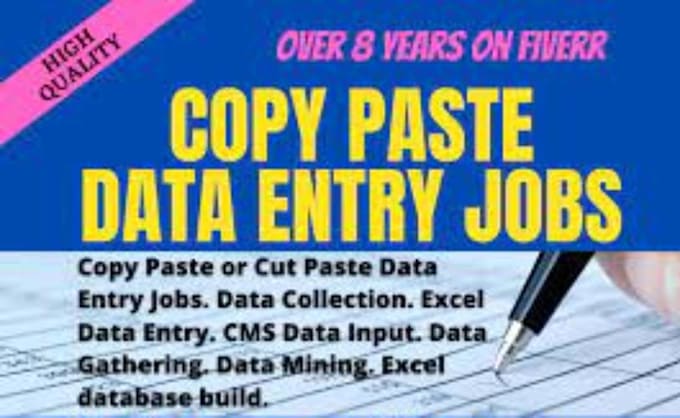 Do excel and google sheet data entry,copy paste,pdf to excel by Daksika123 | Fiverr
