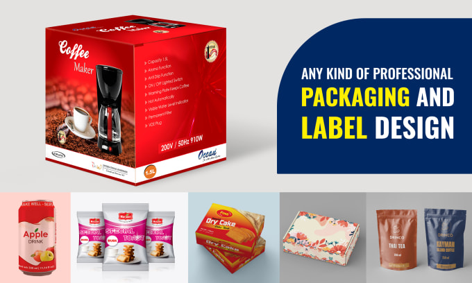 Create any product packaging design with dieline and label design by ...