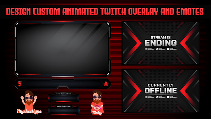 Design custom animated twitch overlay and emotes by Leadmatrix | Fiverr