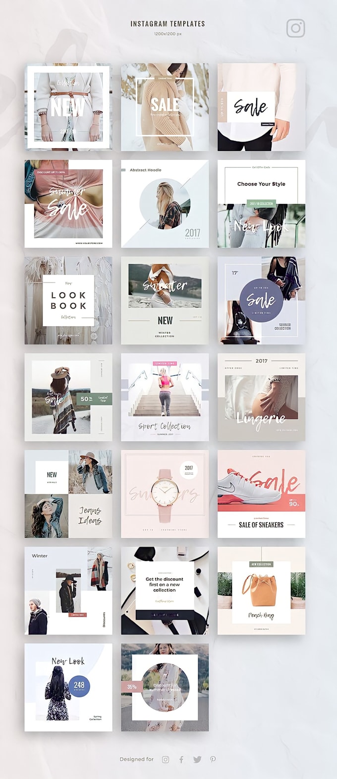 Create a professional instagram branding kit post and story templates ...
