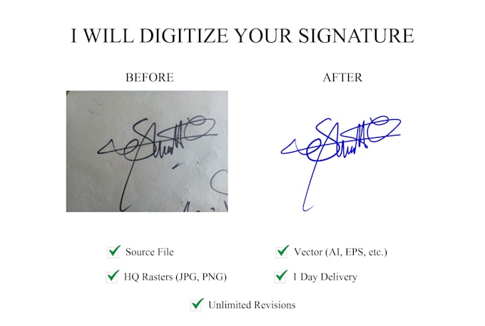 Digitize your signature in vector format by Rizkiiex | Fiverr