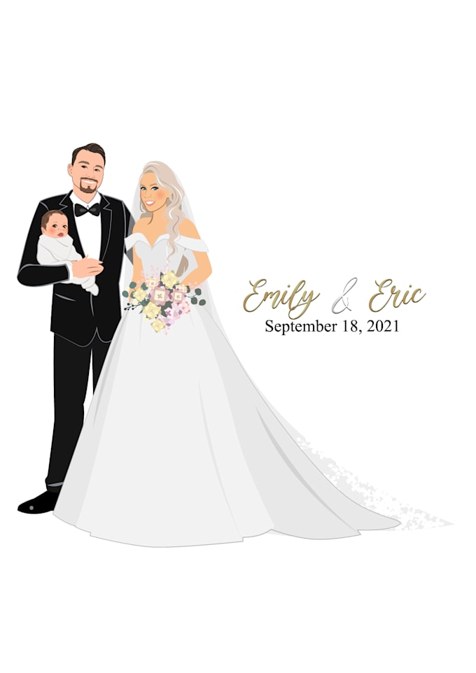 Draw your wedding portrait by Weirdffishes | Fiverr