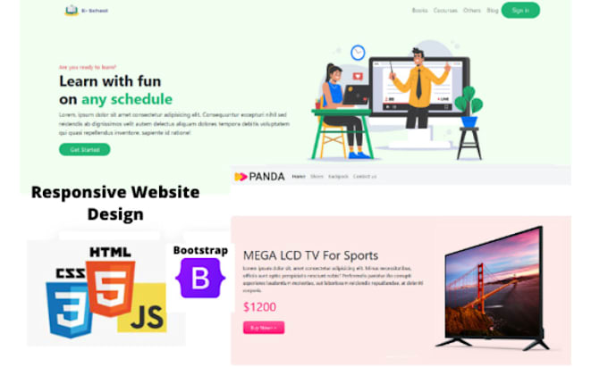 Provide html css bootstrap and landing page responsive website design ...