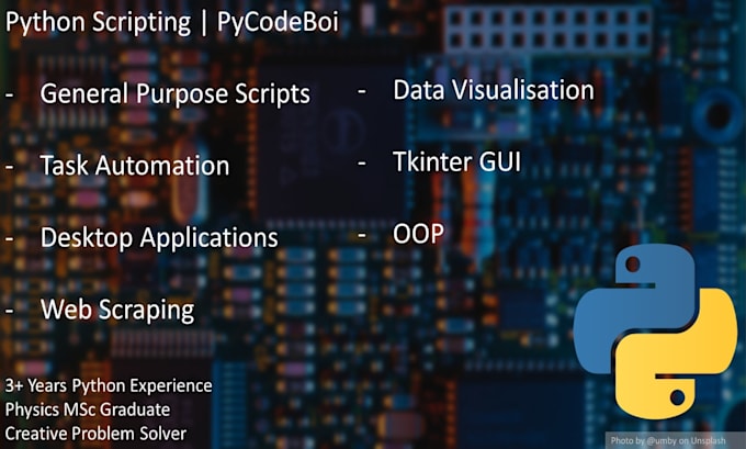 Write custom python scripts by Pycodeboi | Fiverr