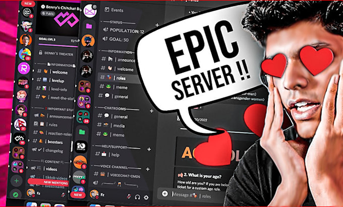 Create a clean discord server with every detail perfected by ...