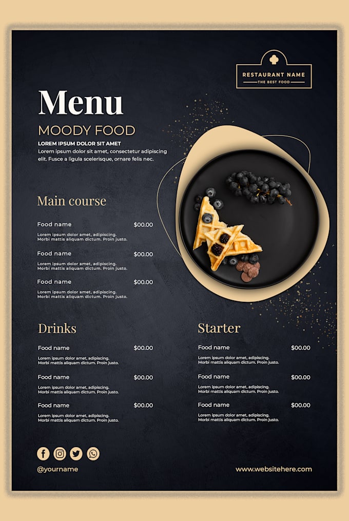 Do restaurant menu and food menu design in photoshop and illustrator by ...