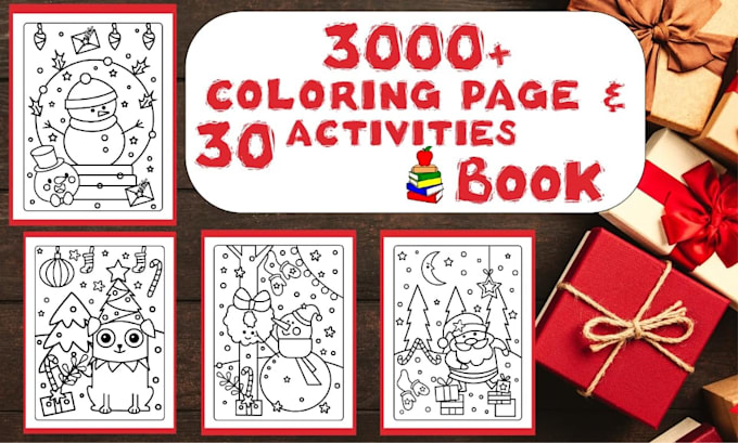 Send you 3000 christmas coloring pages with activities book by ...