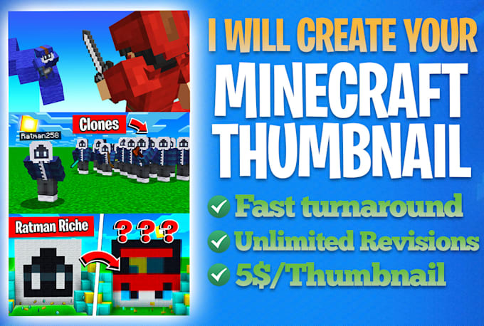 Create attractive and compelling minecraft thumbnails in 24h by ...