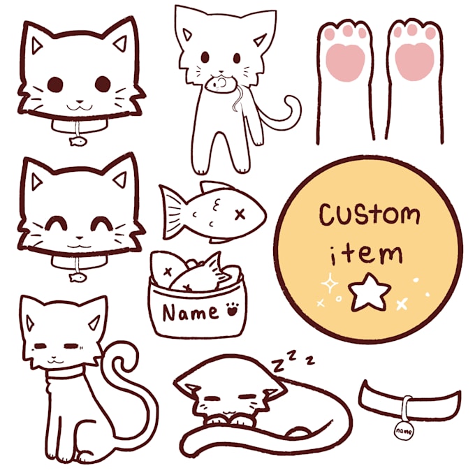 Customize a printable cat sticker sheet for you by Letterandline | Fiverr