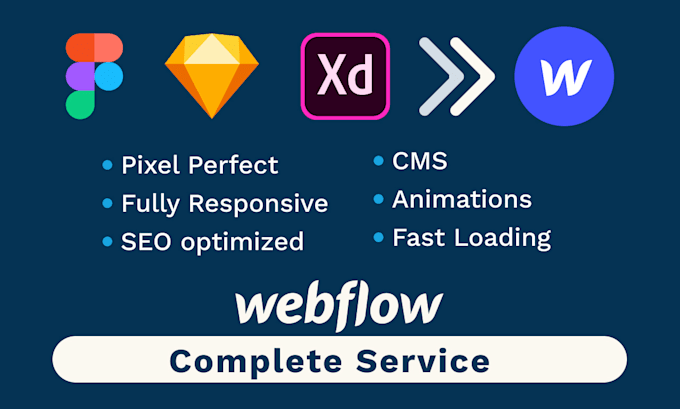 Convert figma to webflow responsive, complete website by Zakumi | Fiverr