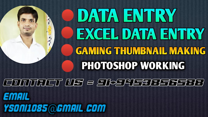 Do excel data entry thumbnail editing photoshop by Yogeshkumarsoni | Fiverr