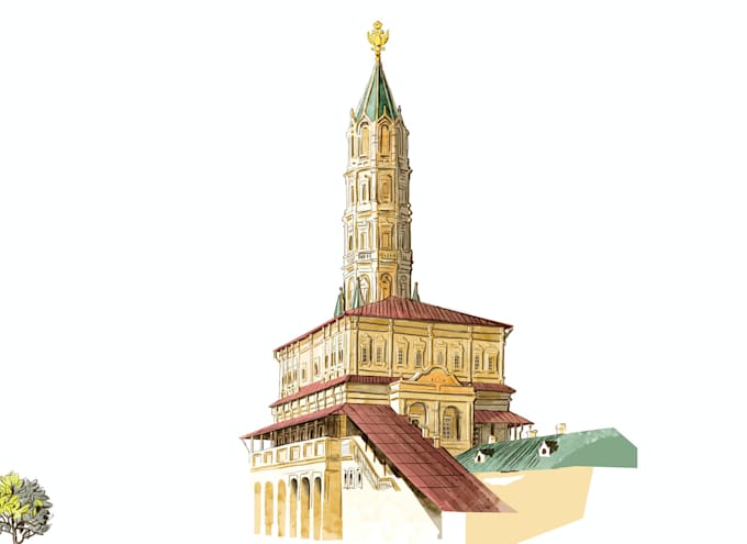 Draw realistic building illustration by Vronskaya | Fiverr