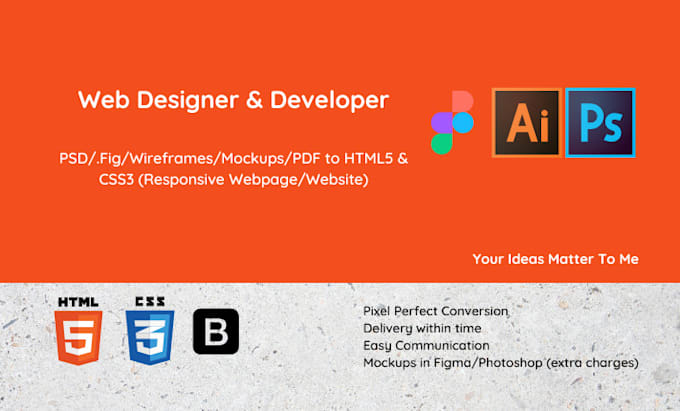 Convert your psd or figma file in responsive html5 and css3 pages with ...