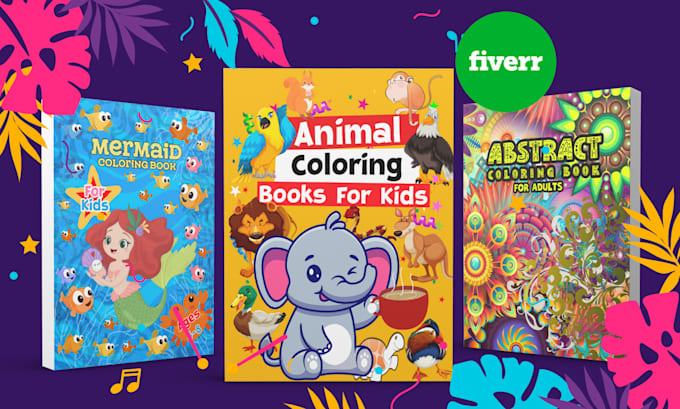 Amazon kdp coloring book cover design for adult or kids activity book ...