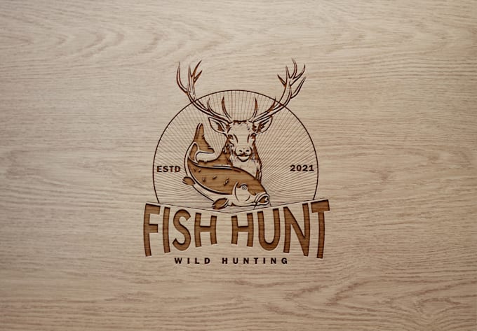Do unique outdoor fishing hunting and deer logo by Masooma_design | Fiverr