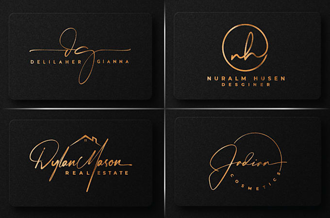 Design signature, handwritten, calligraphy, luxury logo with initial or ...