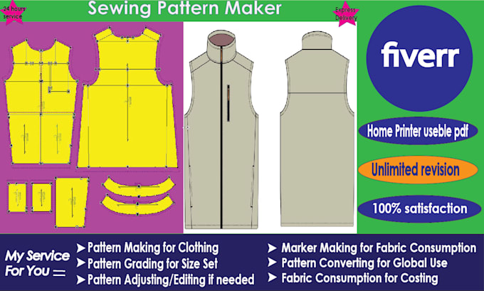 Any kind of clothing sewing pattern making and grading by Sonia211 | Fiverr