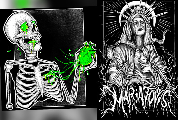 Draw dark, skeleton illustrations by Ninnyart | Fiverr