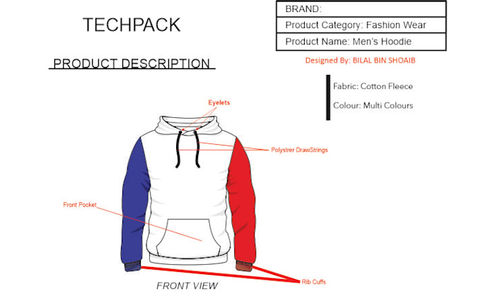 Fashion tech pack, technical drawings, clothing mockup by ...
