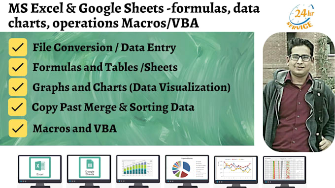 Ms excel google sheets formulas data charts and operations by Moizse ...