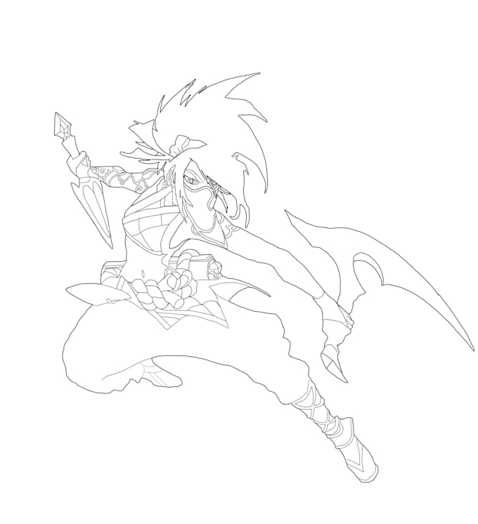 Sell this drawing of akali to color it by Frantic405 | Fiverr