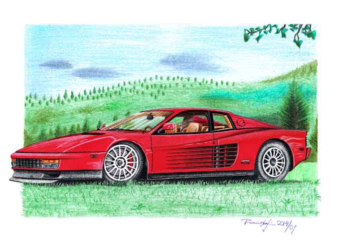 Draw you realistic cars by Silviudesign | Fiverr