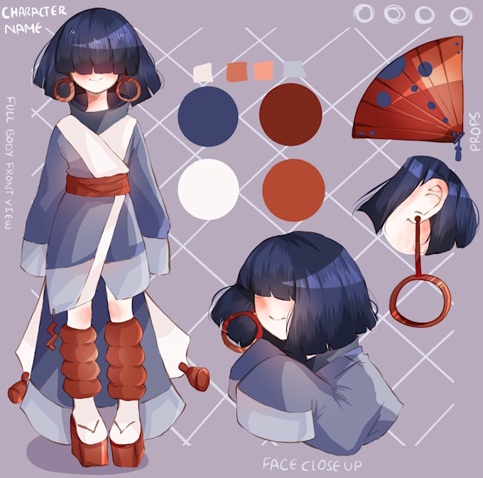 Create a cute character design sheet by Chikaachan | Fiverr