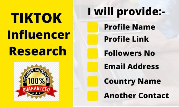 Make a list of tik tok influencer research for influencer marketing by ...
