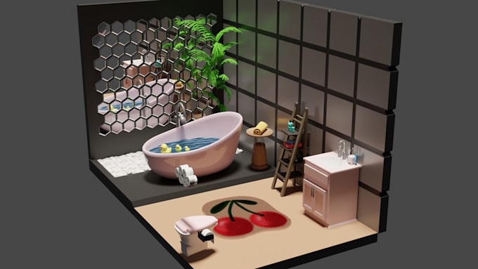 Design a cute room 3d interior by Sushibarstudios | Fiverr