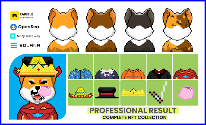 Design crypto pixel art nft collection traits for you by Arshrahman | Fiverr