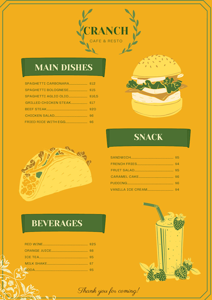 Design fascinating menu cards and price lists by Medicoch | Fiverr
