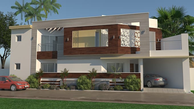 Create 2d floor plan,2d front elevation ,3d modeling, rendering and 3d ...