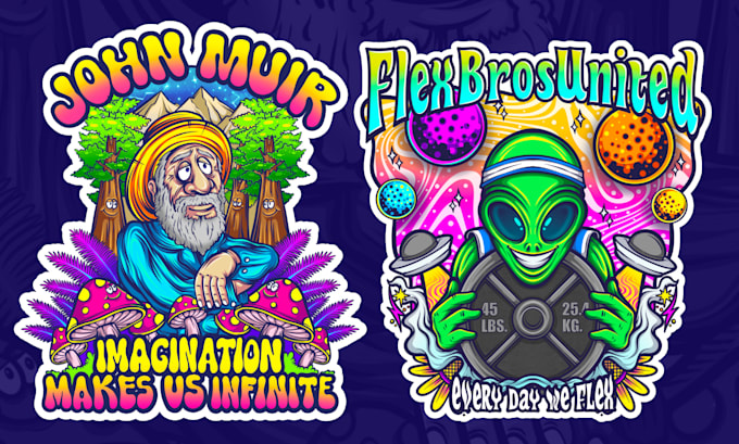 Create trippy psychedelic design for sticker merch t shirt by ...