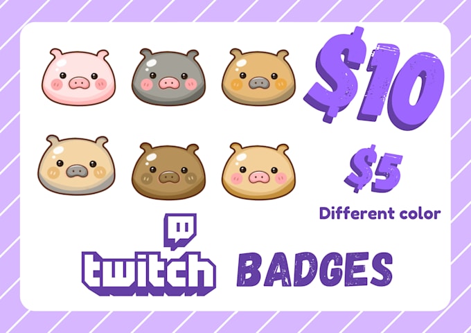Draw cute sub badges and emotes for twitch by Honeymoonaq | Fiverr
