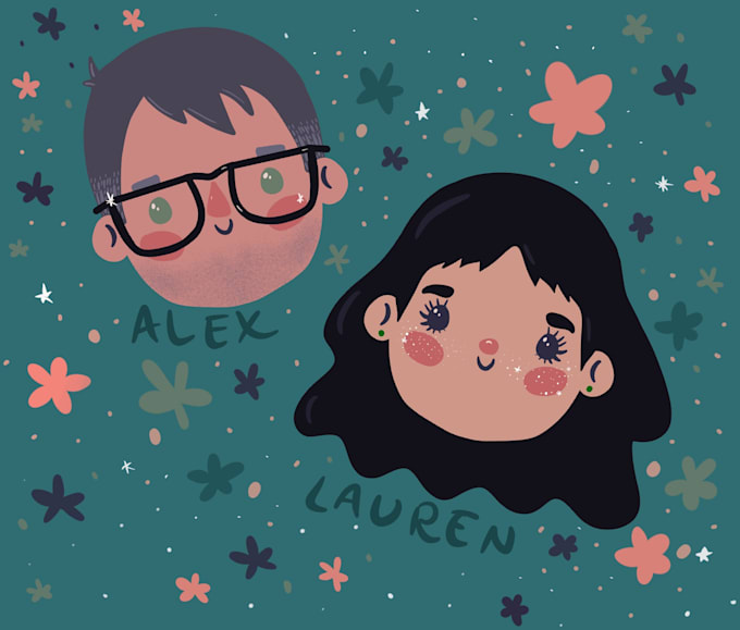 Illustrate a cute custom portrait by Peachymint | Fiverr