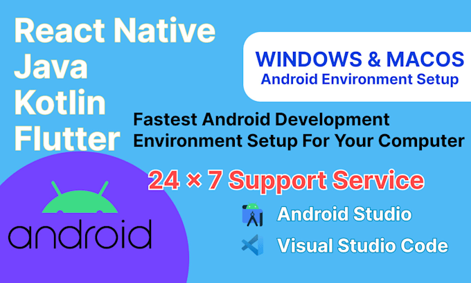 Setup android development environment with react native, android studio, flutter by ...