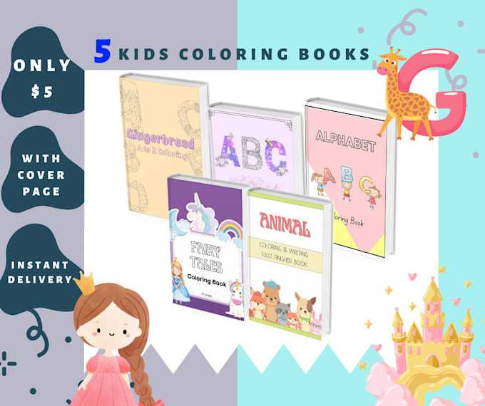 Do five coloring books with cover page instant delivery by Anwarjbr ...
