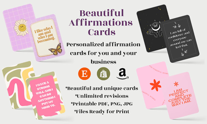 Design printable affirmation cards for your business by Danielaq98 | Fiverr