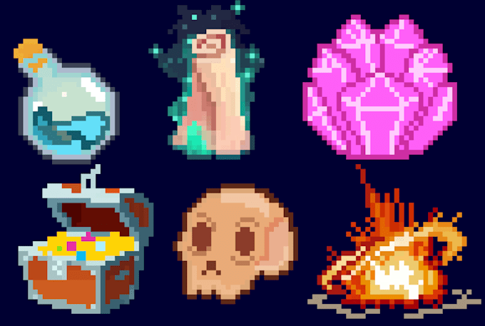 Draw pixel art assets, objects, icons of all kinds by Farjana_farjoo ...